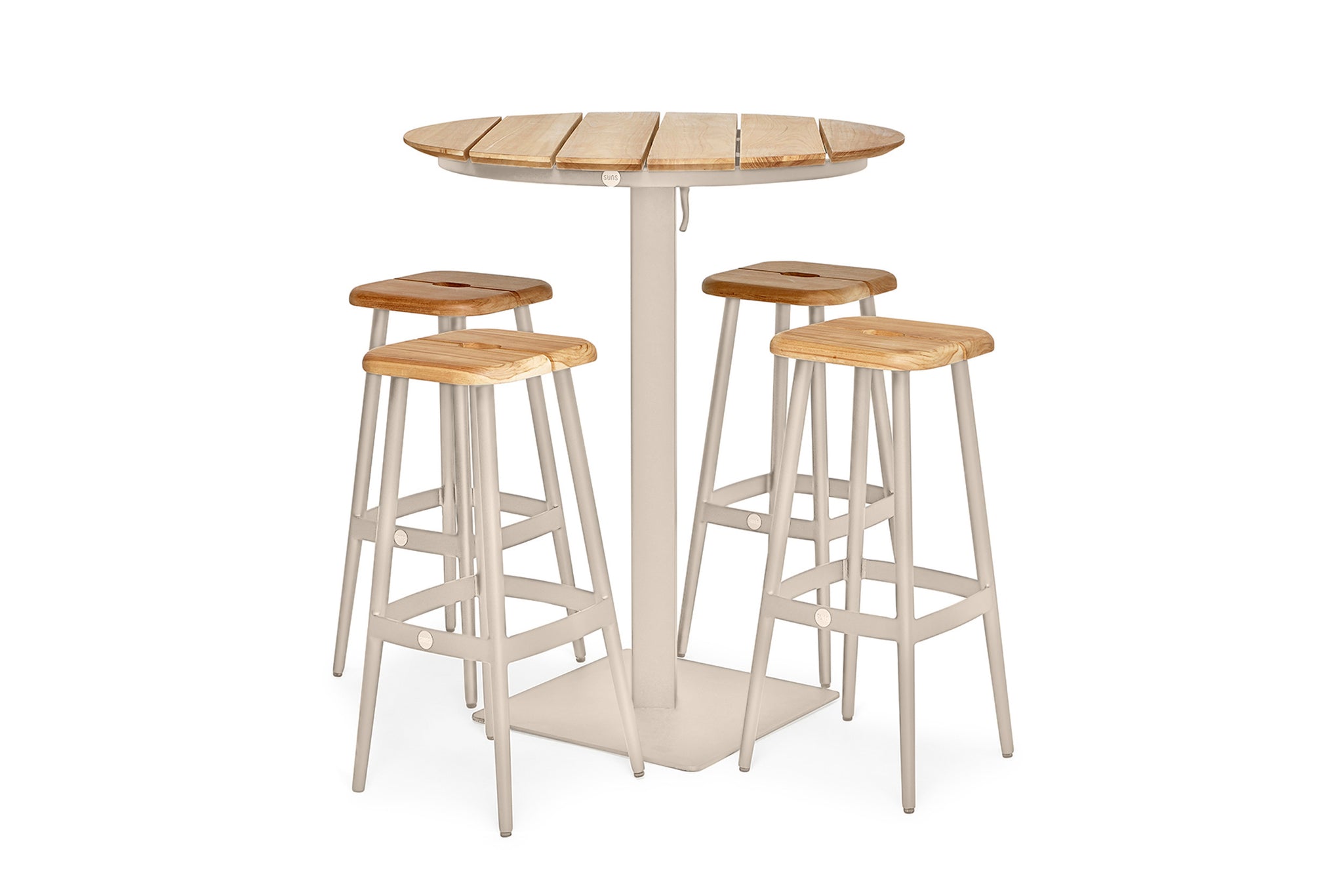 Bartafel Virenze Ø90 cm - Camel Sand - Teak van SUNS koop je bij Solfelt